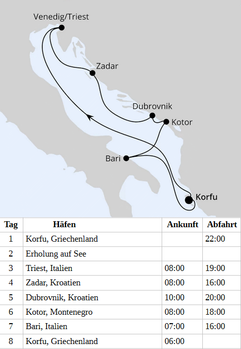 AIDAblu 07.10.2028 - 7 Tage Adria ab Korfu 1 - AIDA