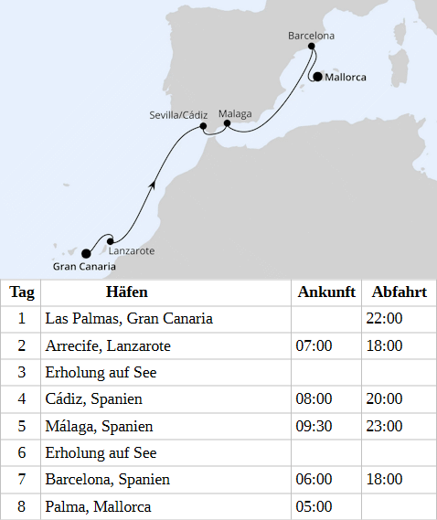 AIDAcosma 22.04.2028 - Kanaren & Andalusien ab Gran Canaria - AIDA